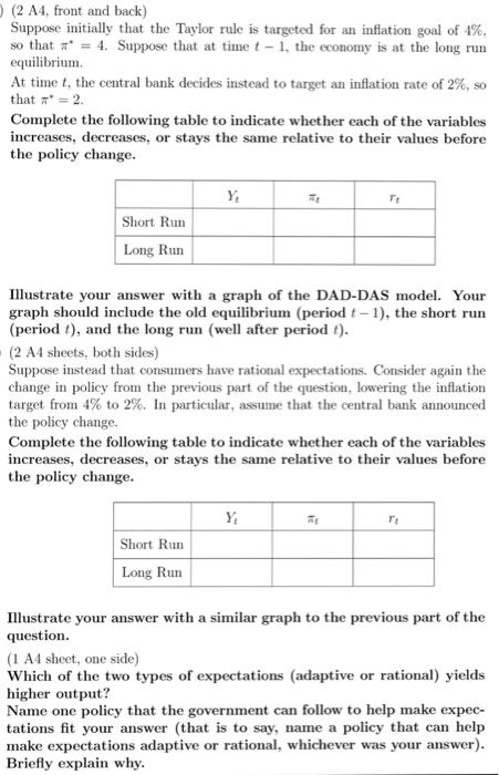 Solved For this question, consider the DAD-DAS framework of | Chegg.com