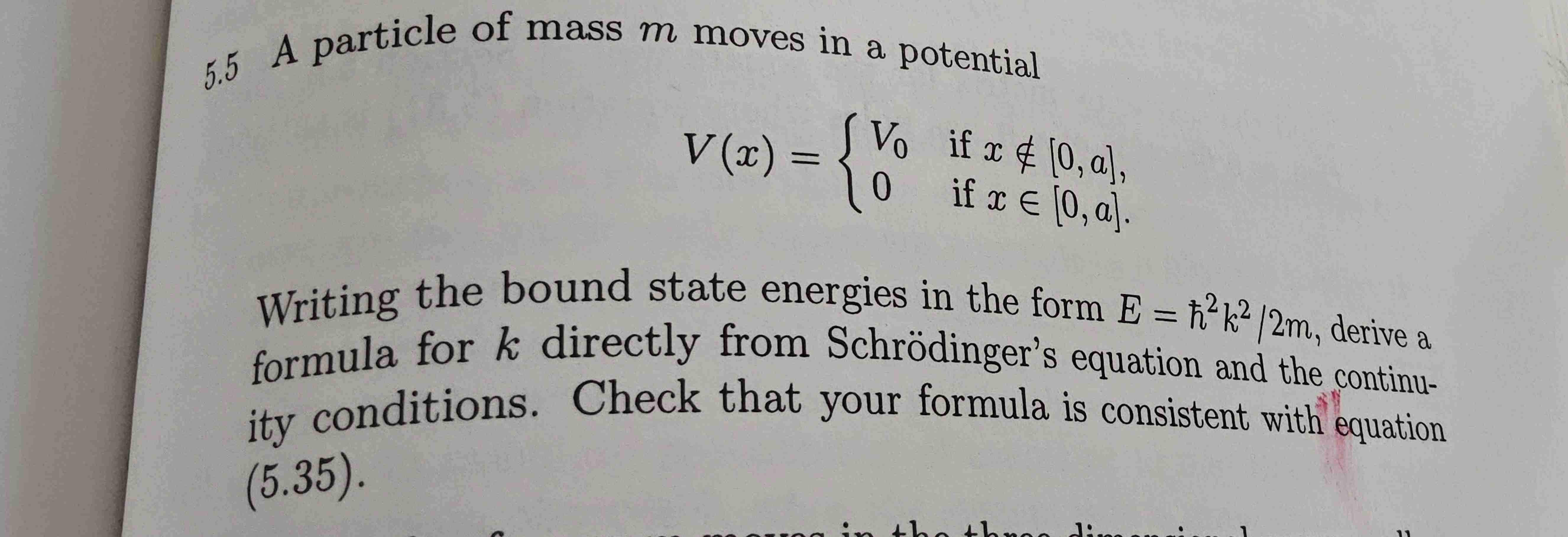 Solved 5.5 ﻿A particle of mass m ﻿moves in a | Chegg.com