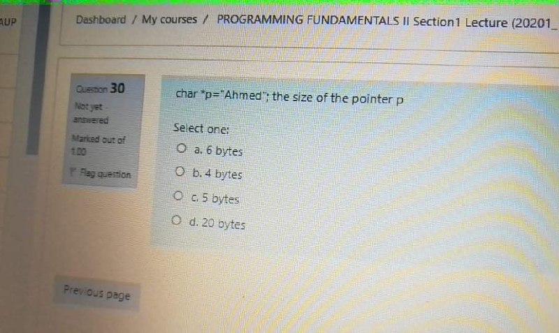 Solved AUP Dashboard / My courses / PROGRAMMING FUNDAMENTALS | Chegg.com