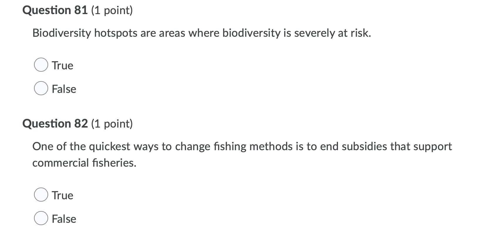 Solved Question 81 (1 point) Biodiversity hotspots are areas | Chegg.com