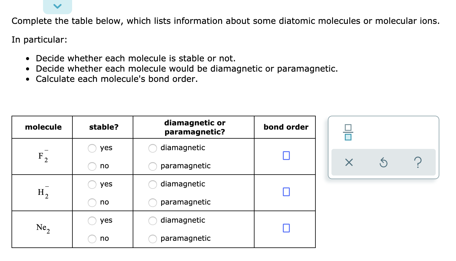 Solved Complete the table below, which lists information | Chegg.com