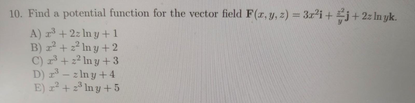 Solved . Find a potential function for the vector field F(x, | Chegg.com