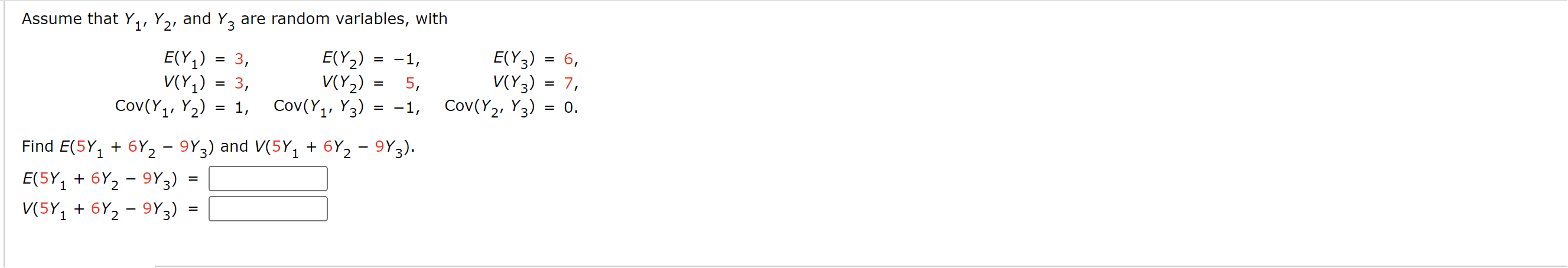 Solved Assume that Y1,Y2, and Y3 are random variables, with | Chegg.com