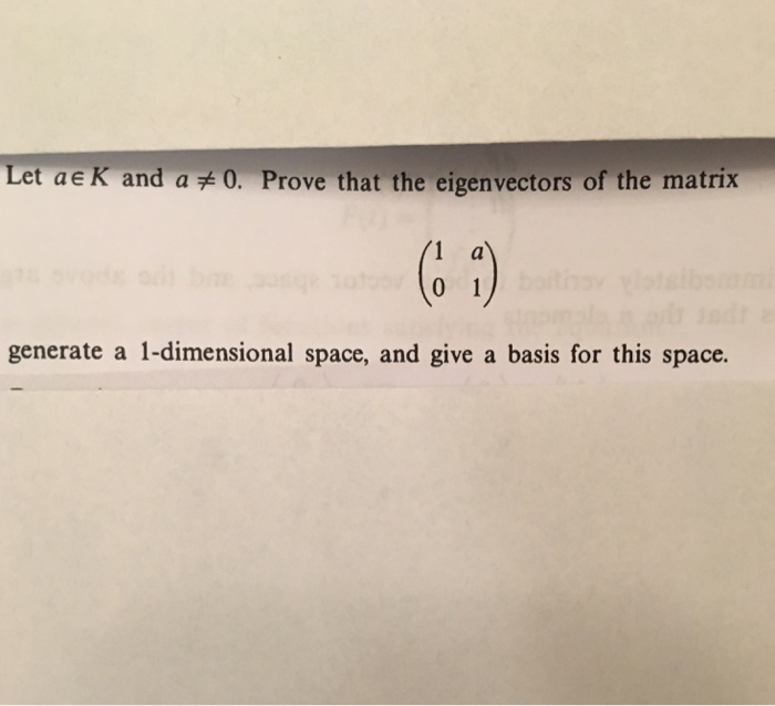 Solved LetaeK and a*0. Prove that the eigenvectors of the | Chegg.com