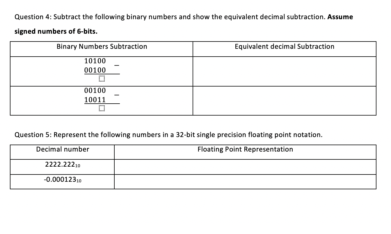 Solved Decimal Numbers Binary Numbers Hexa-decimal Numbers | Chegg.com
