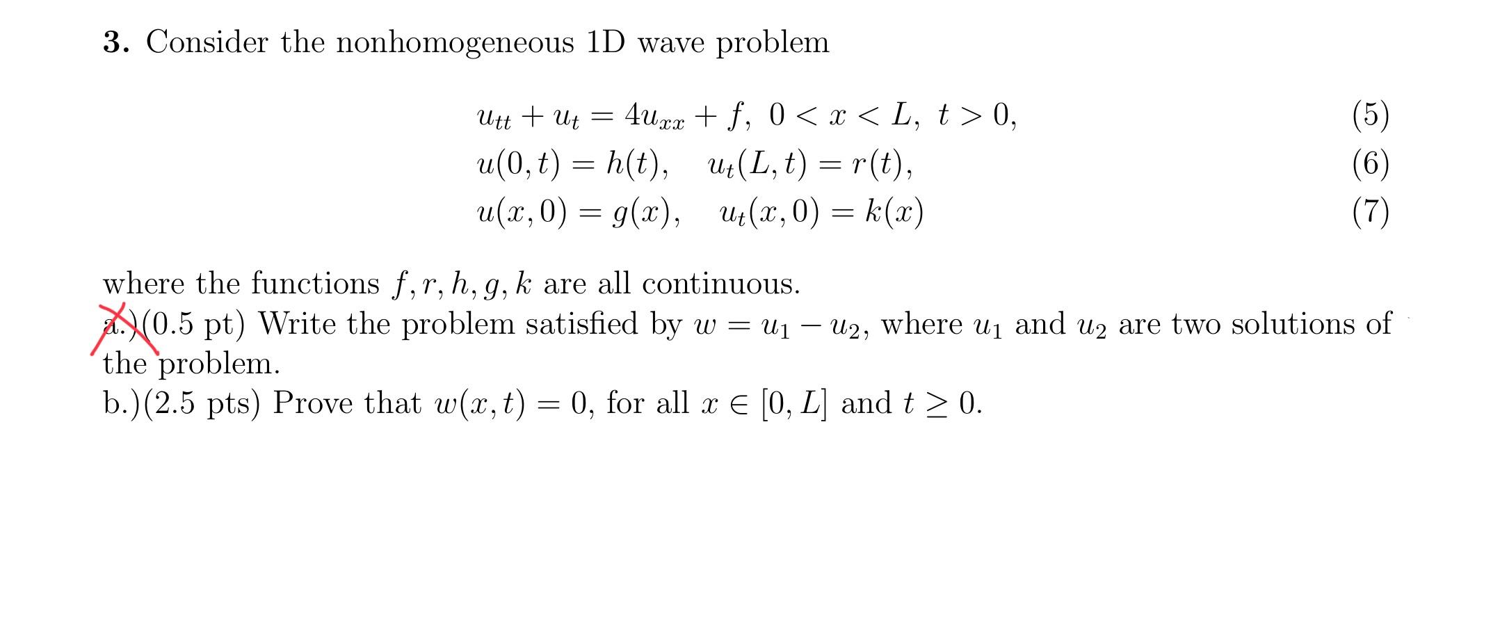 Solved 3. Consider the nonhomogeneous 1D wave problem | Chegg.com