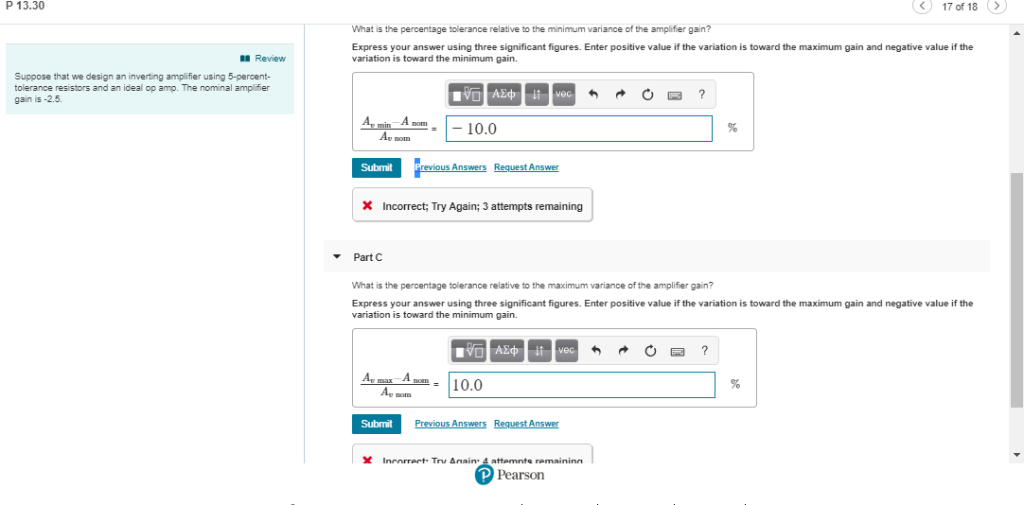 Solved P 13.30 17 of 18 What is the percentage tolerance | Chegg.com