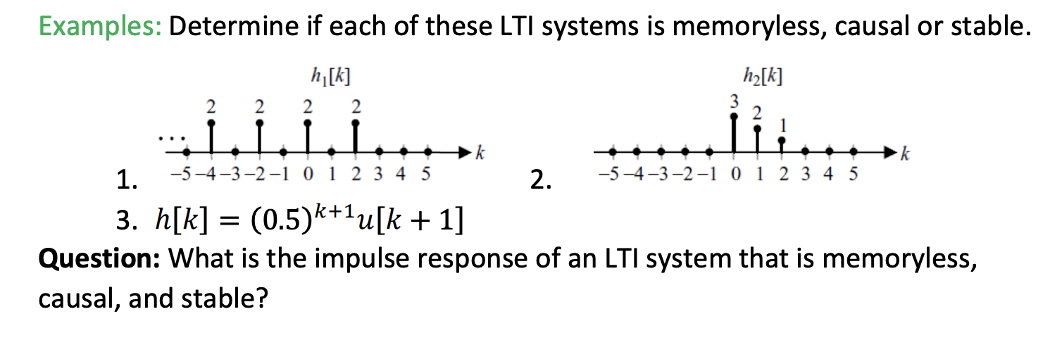 Solved Examples: Determine if each of these LTI systems is | Chegg.com