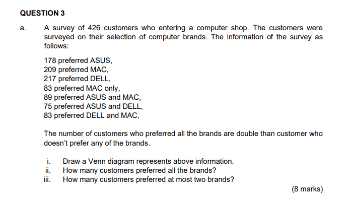 Solved A survey of 426 customers who entering a computer | Chegg.com