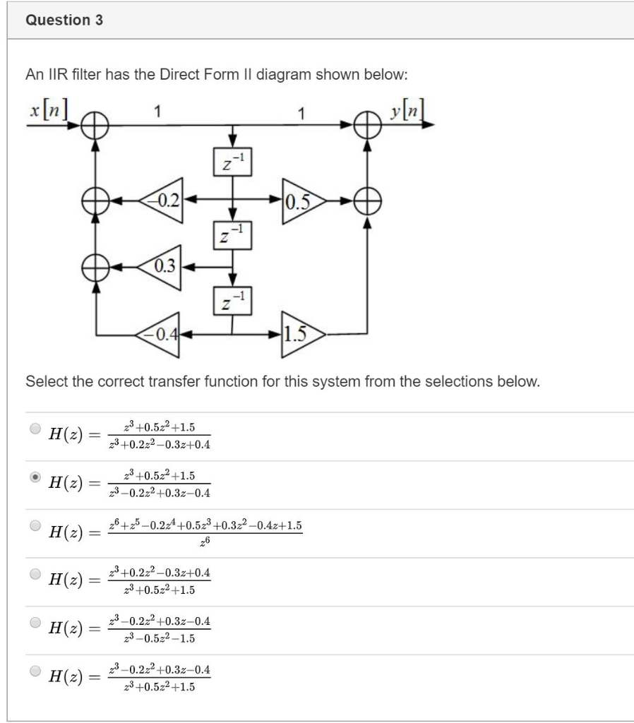 Solved An IIR Filter Has The Difference Equation Select Chegg