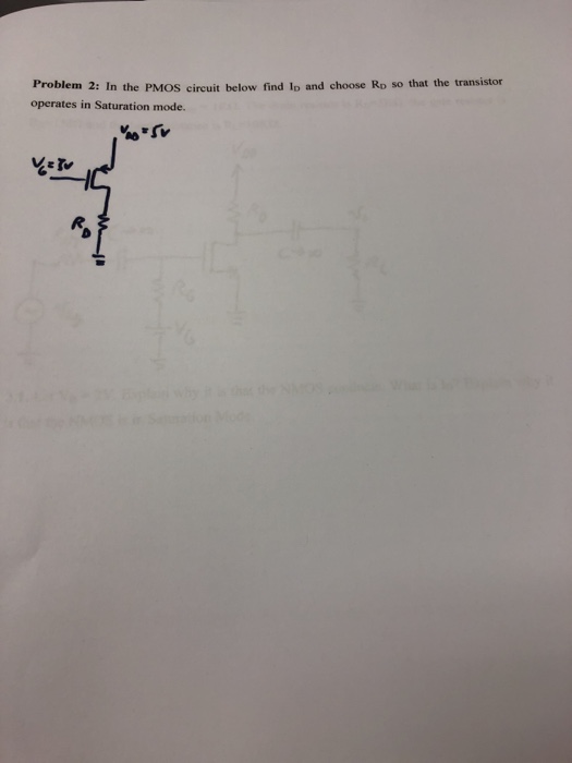 Solved Problem 2: In the PMOs circuit below find lo and | Chegg.com