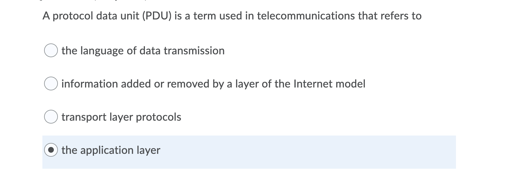 Solved A Protocol Data Unit Pdu Is A Term Used In 2796
