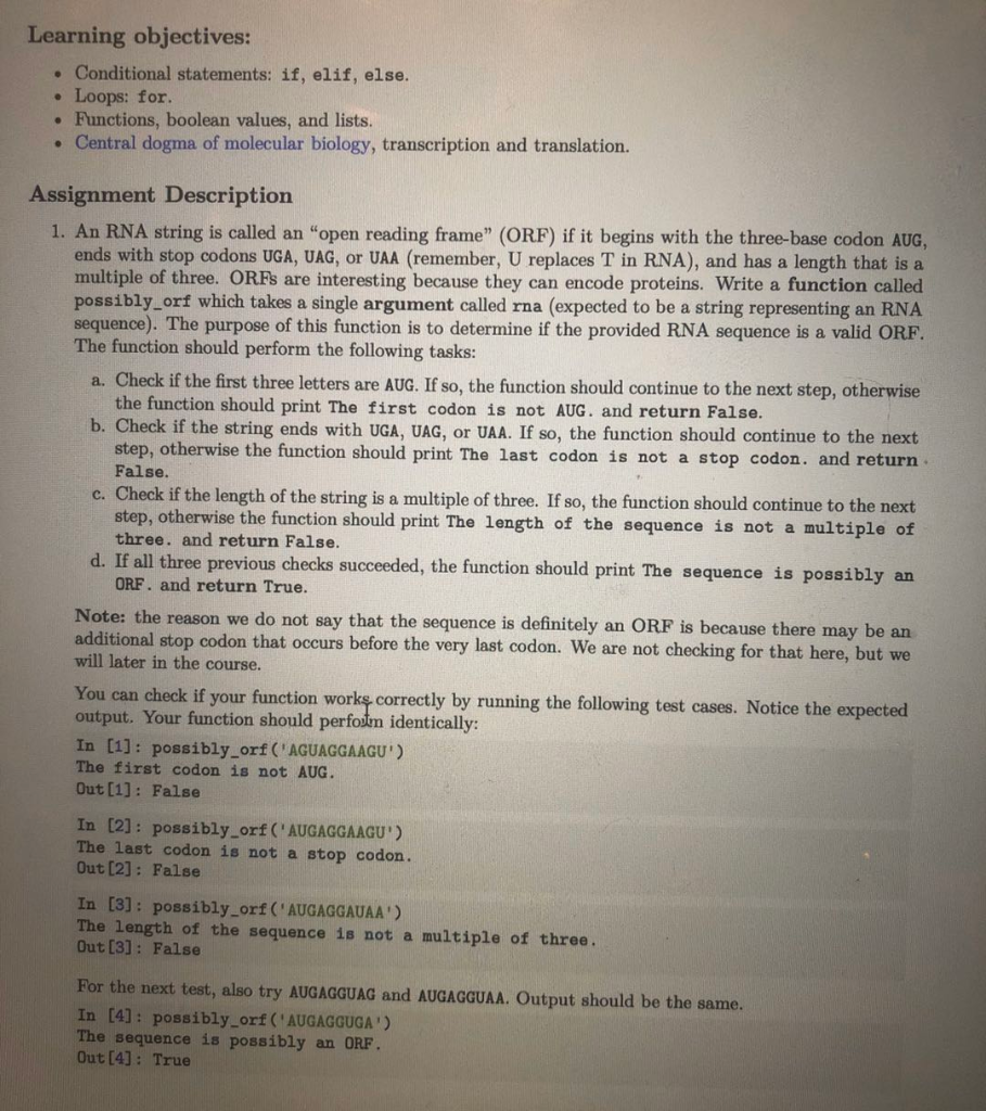 Solved Learning objectives: . Conditional statements: if, | Chegg.com