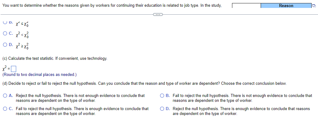 Solved Choose the correct rejection region below. A. χ2>χ02 | Chegg.com