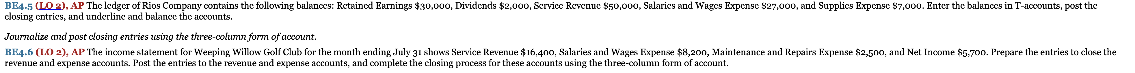 Solved closing entries, and underline and balance the | Chegg.com
