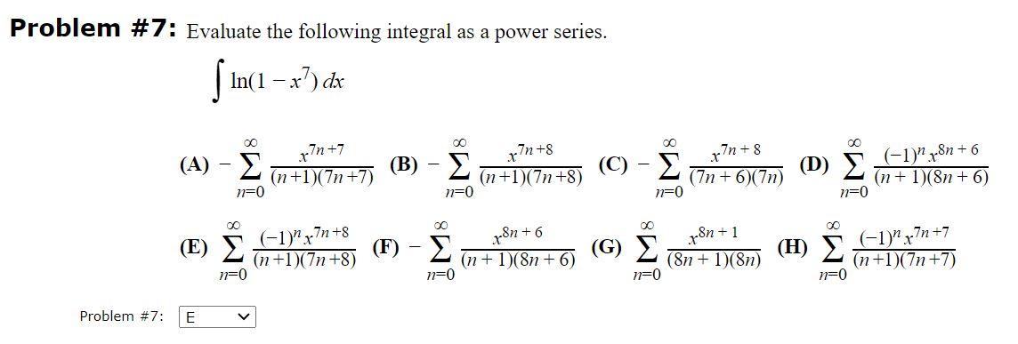 Solved Problem #7: Evaluate the following integral as a | Chegg.com