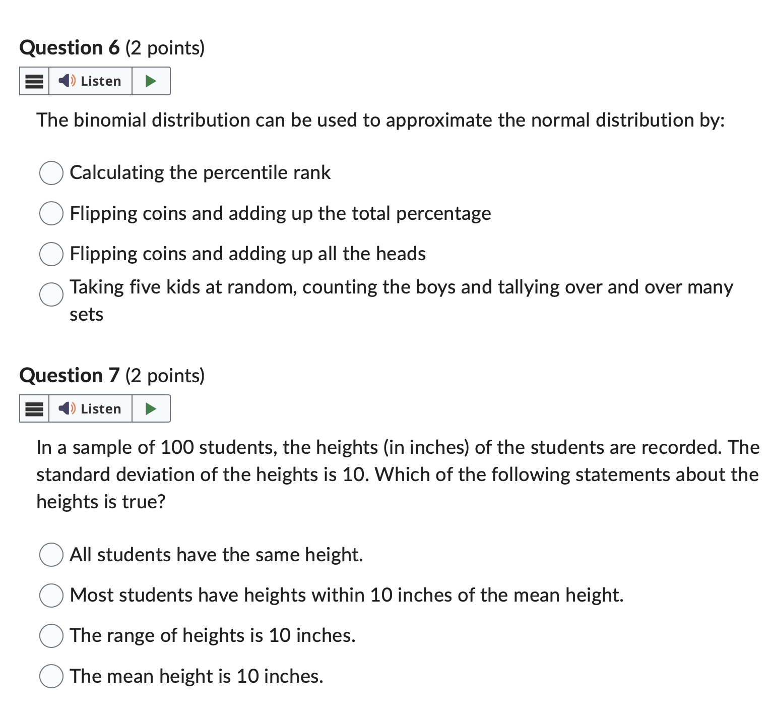 Question 6 (2 ﻿points)The binomial distribution can | Chegg.com