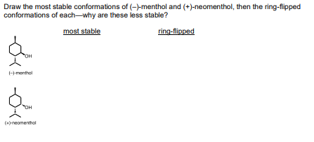 Solved Draw the most stable conformations of (-)-menthol and | Chegg.com