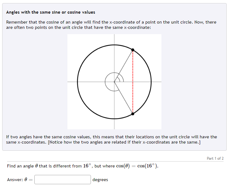 Solved Angles with the same sine or cosine values Remember | Chegg.com