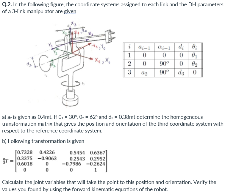 Solved Q.2. ﻿In the following figure, the coordinate systems | Chegg.com