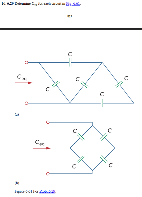 Solved 16.6.29 Determine Ceq for each circuit in Fig. 6.61. | Chegg.com
