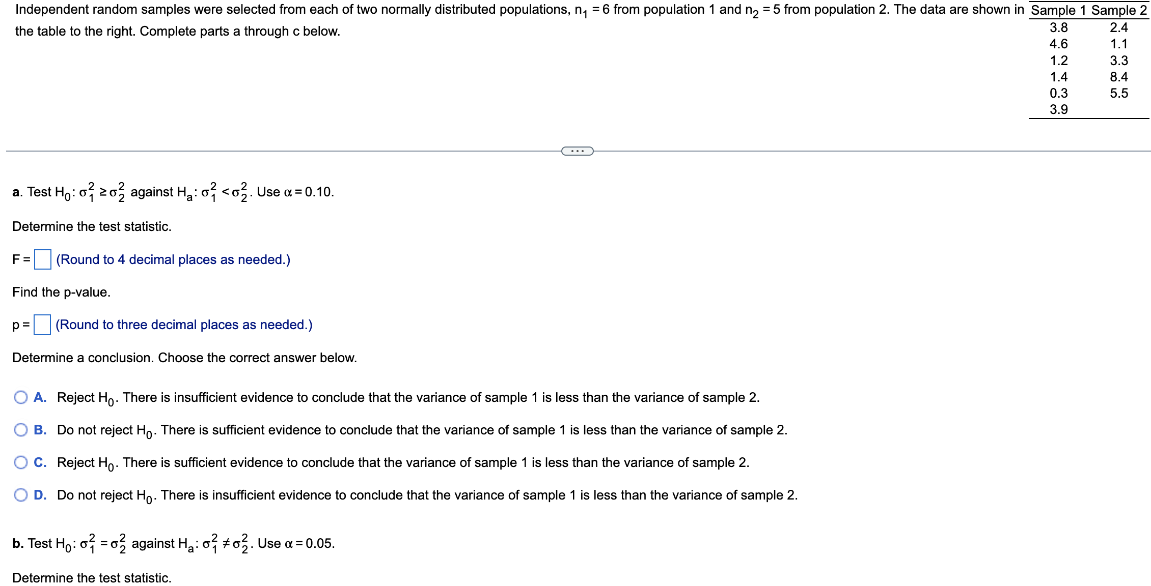 Solved Independent random samples were selected from each of | Chegg.com
