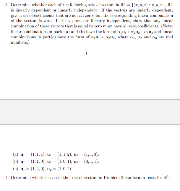 Solved 3. Determine whether each of the following sets of | Chegg.com