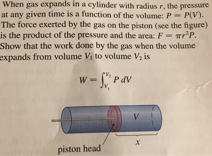 Solved When gas expands in a cylinder with radius r, the | Chegg.com
