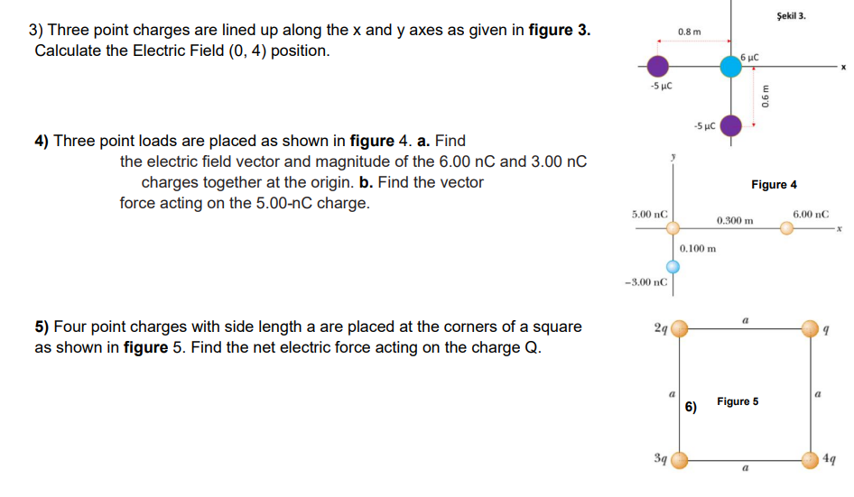 Solved 3) Three point charges are lined up along the x and y | Chegg.com