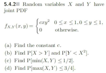 Solved 5.4.2 Random variables X and Y have joint PDF fx.x | Chegg.com