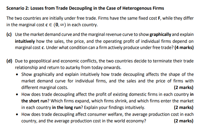 Scenario 2: Losses from Trade Decoupling in the Case | Chegg.com