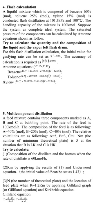 Gilliland equation: γー0.75-0.75X45- Kirkbride | Chegg.com