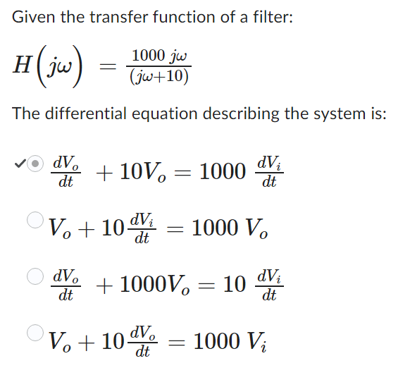 Solved Given the transfer function of a filter: | Chegg.com