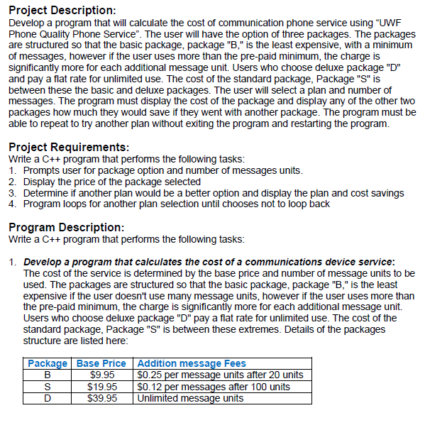 Project Description Develop A Program That Will 1223