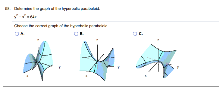 Solved 58. Determine the graph of the hyperbolic paraboloid. | Chegg.com