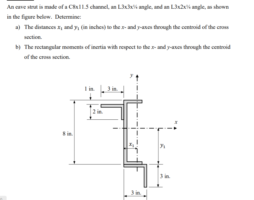 Solved An eave strut is made of a C8x11.5 channel, an L3x3x4 | Chegg.com