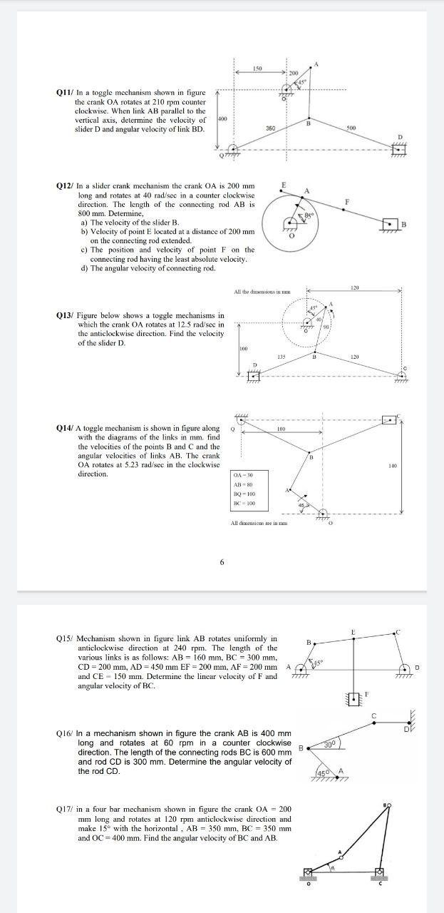 Solved 150 200 011/ In a toggle mechanism shown in figure | Chegg.com