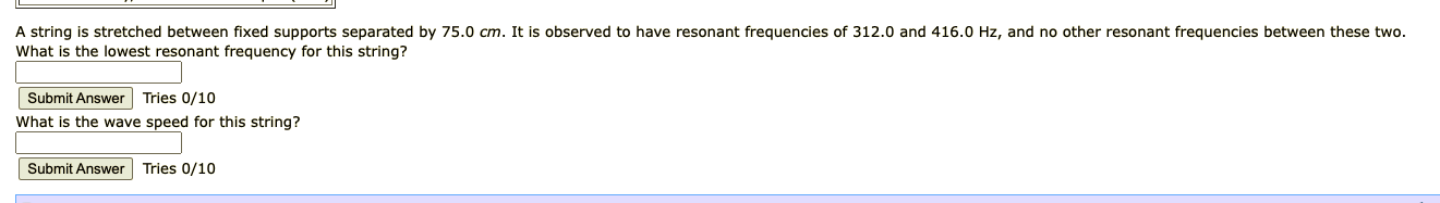 Solved A string is stretched between fixed supports | Chegg.com