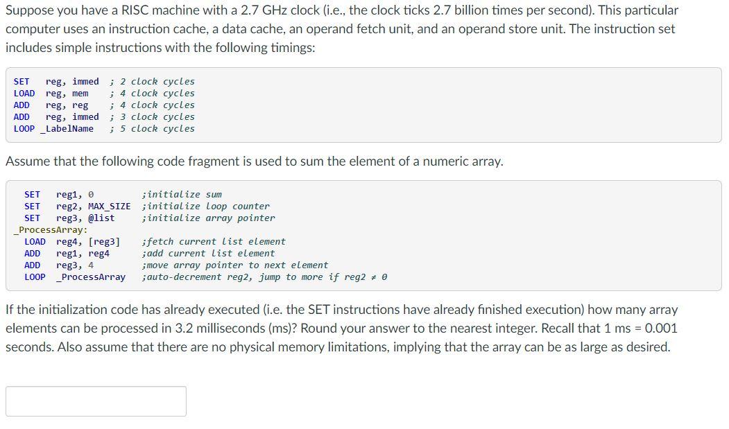 Solved Suppose you have a RISC machine with a 2.7 GHz clock | Chegg.com