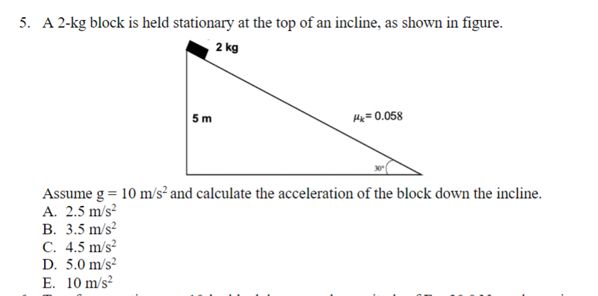 Solved A 2-kg block is held stationary at the top of an | Chegg.com
