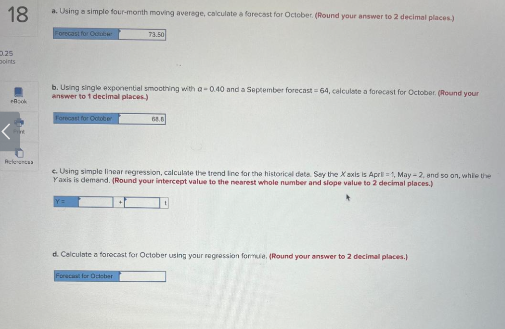 Solved Historical demand for a product is as follows: a. | Chegg.com