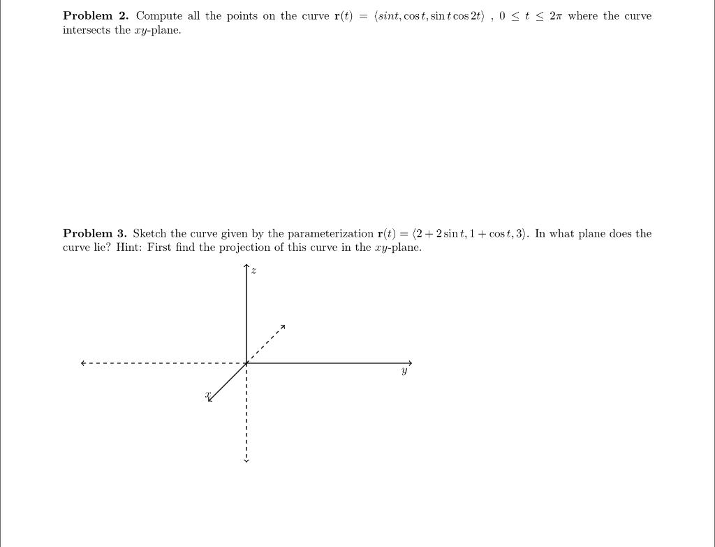 Solved Problem 2. Compute all the points on the curve r(t) = | Chegg.com