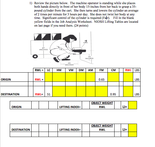 1) Review the picture below. The machine operator is | Chegg.com