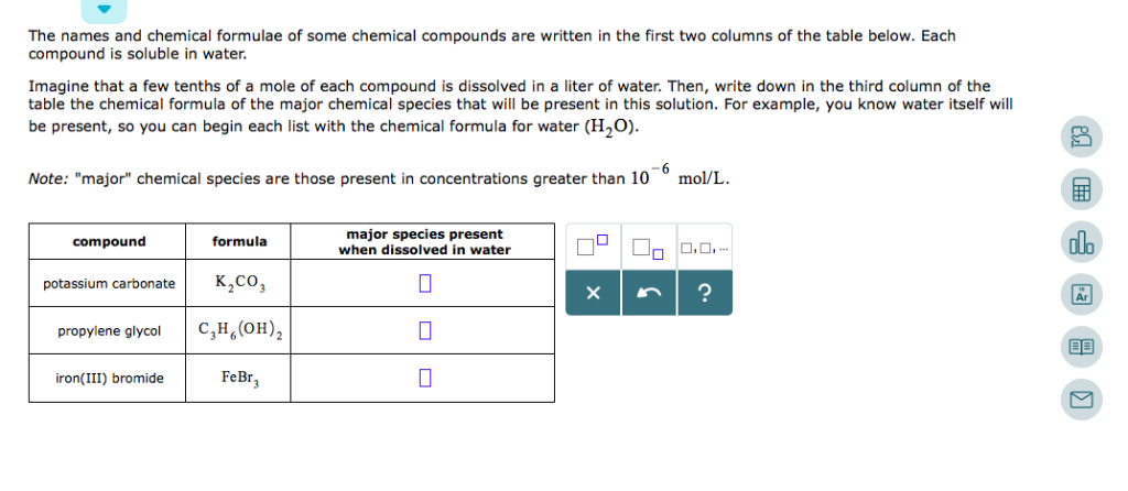 Solved The names and chemical formulae of some chemical | Chegg.com