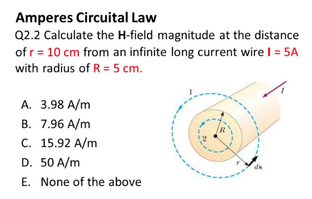 Solved Amperes Circuital Law Q2.2 Calculate the H-field | Chegg.com