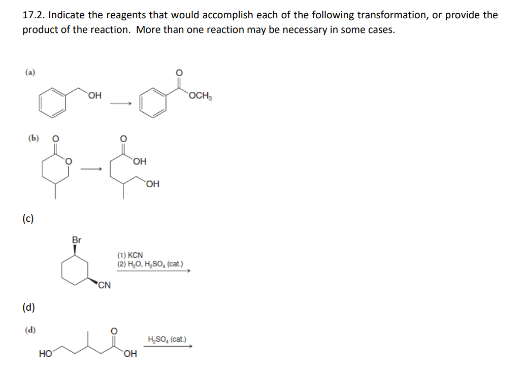 Solved 17.2. Indicate the reagents that would accomplish | Chegg.com