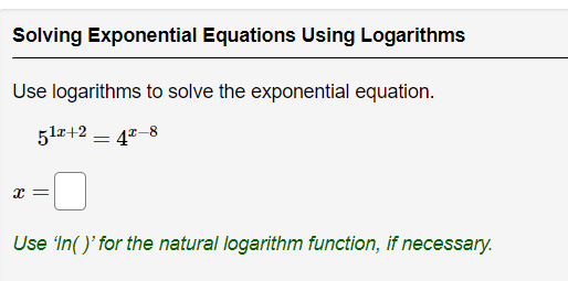 Solved Use logarithms to solve the exponential equation. | Chegg.com