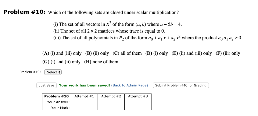 Solved Problem #10: Which of the following sets are closed | Chegg.com