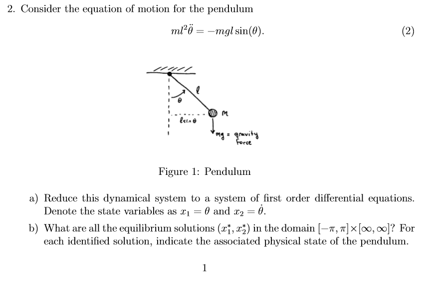 2. Consider the equation of motion for the pendulum | Chegg.com