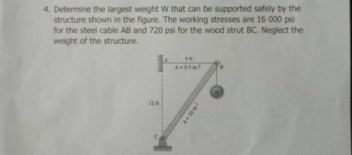 Solved 4. Determine the largest weight W that can be | Chegg.com